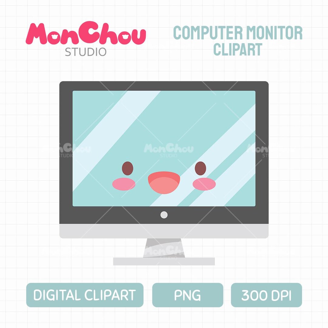 Computer Monitor Clipart - Kawaii Computer Monitor Clip Art Solo - Etsy