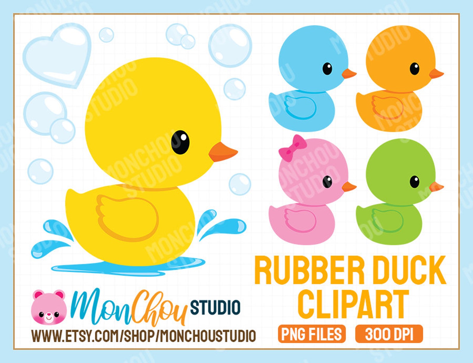 Rubber Duck Clipart - Cute Rubber Duckie Clip Art - Commercial and ...