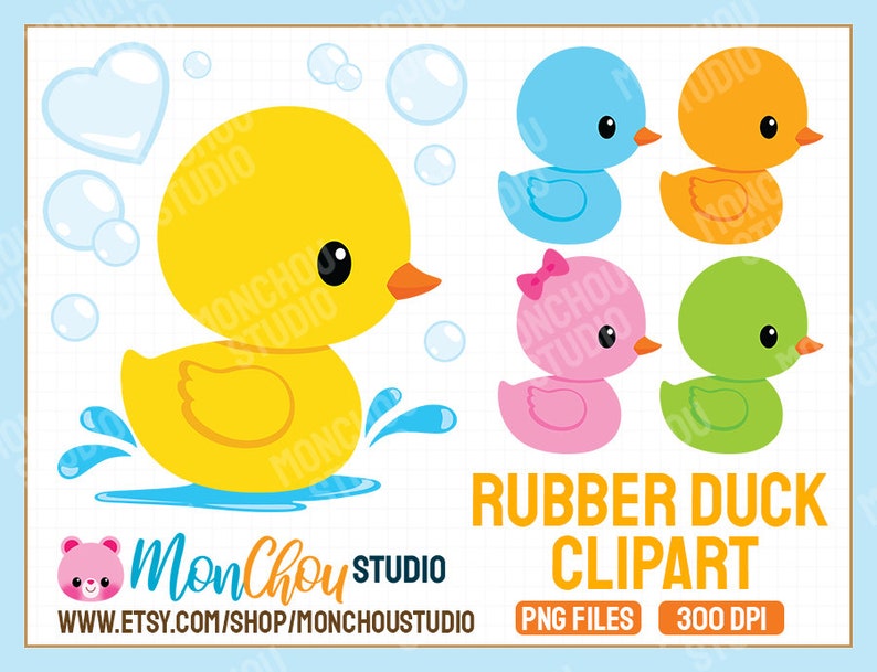 Rubber Duck Clipart - Cute Rubber Duckie Clip Art - Commercial and ...