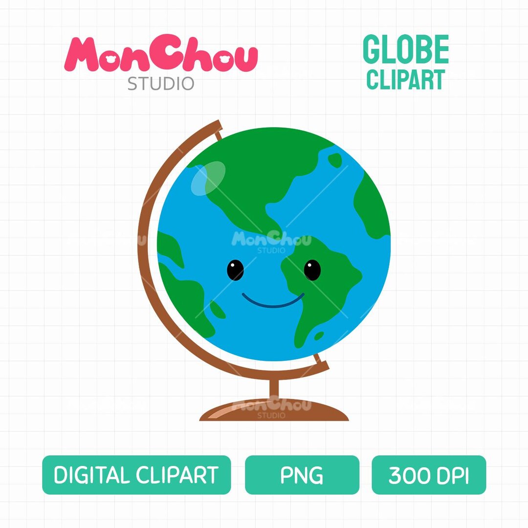Globe Clipart Cute Globe Clip Art Solo - Etsy