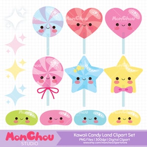 Kawaii Candy Land Clipart Set - Candy Clip Art Set - Instant Download ...