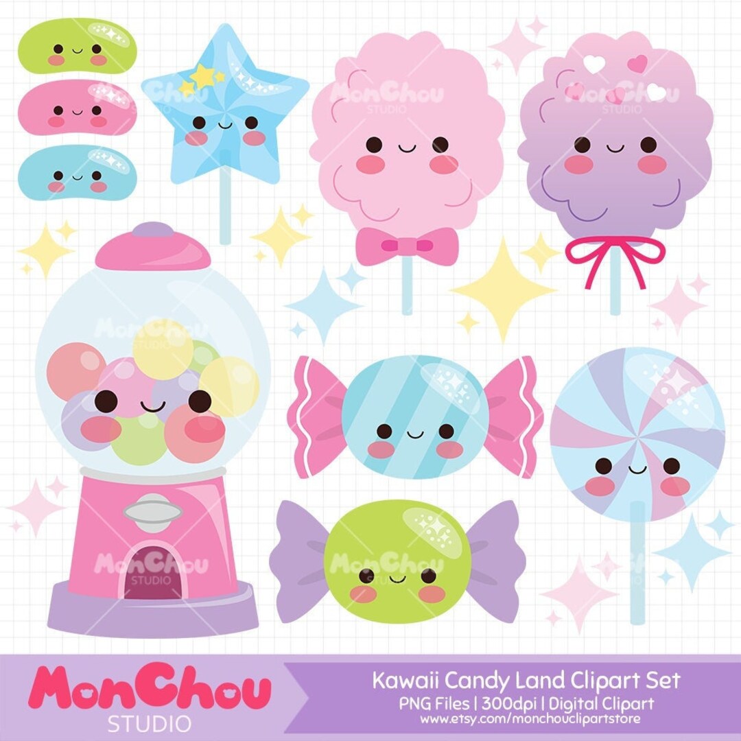 Kawaii Candy Land Clipart Set Candy Clip Art Set Instant Download