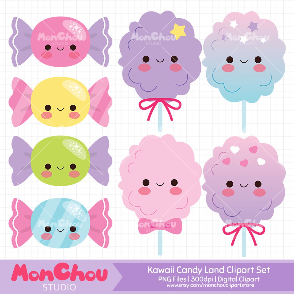 Kawaii Candy Land Clipart Set - Candy Clip Art Set - Instant Download ...