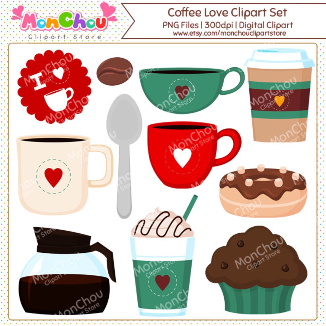 Coffee Love Clipart for Commercial and Personal Use Cliparts - Etsy