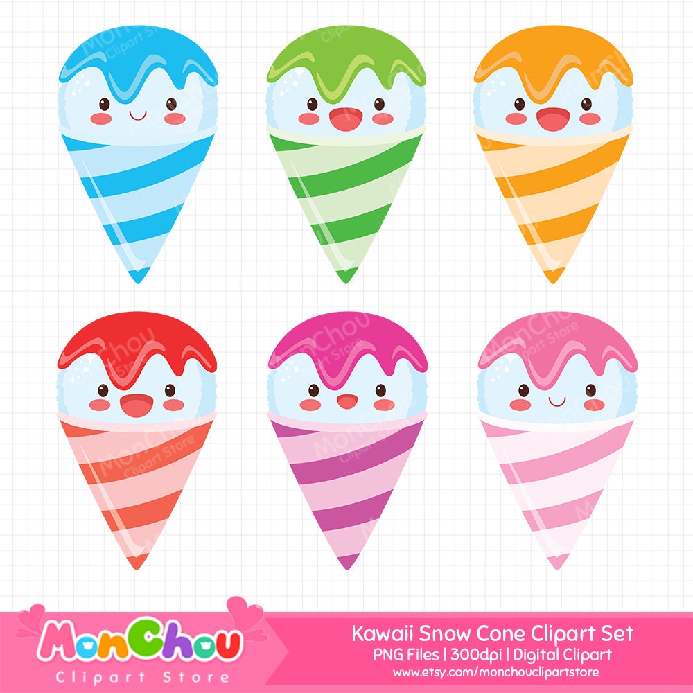 Snow Cone Clipart - Kawaii Snowcone Clipart Set - Commercial and ...