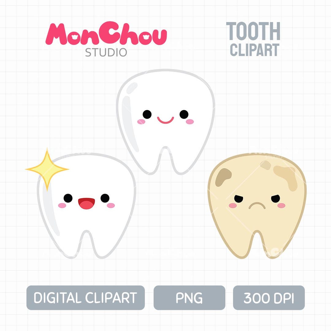 Tooth Clipart - Cute Tooth Clip Art Solo Ala Carte - Etsy