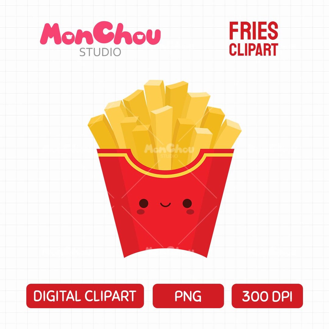 Fries Clipart - Kawaii French Fries Clip Art Solo - Etsy