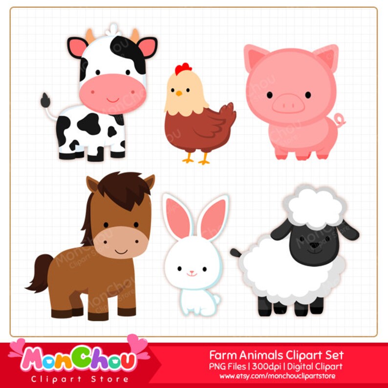 Farm Animals Clipart Clip Art for Commercial and Personal - Etsy