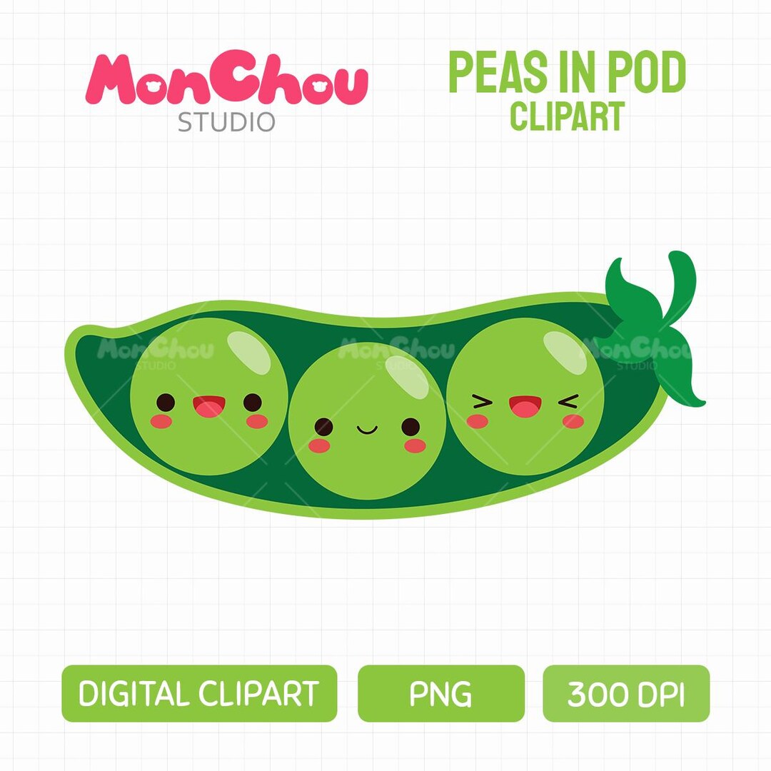 Peas in Pod Clipart - Cute Peas in Pod Clip Art Solo Ala Carte - Etsy