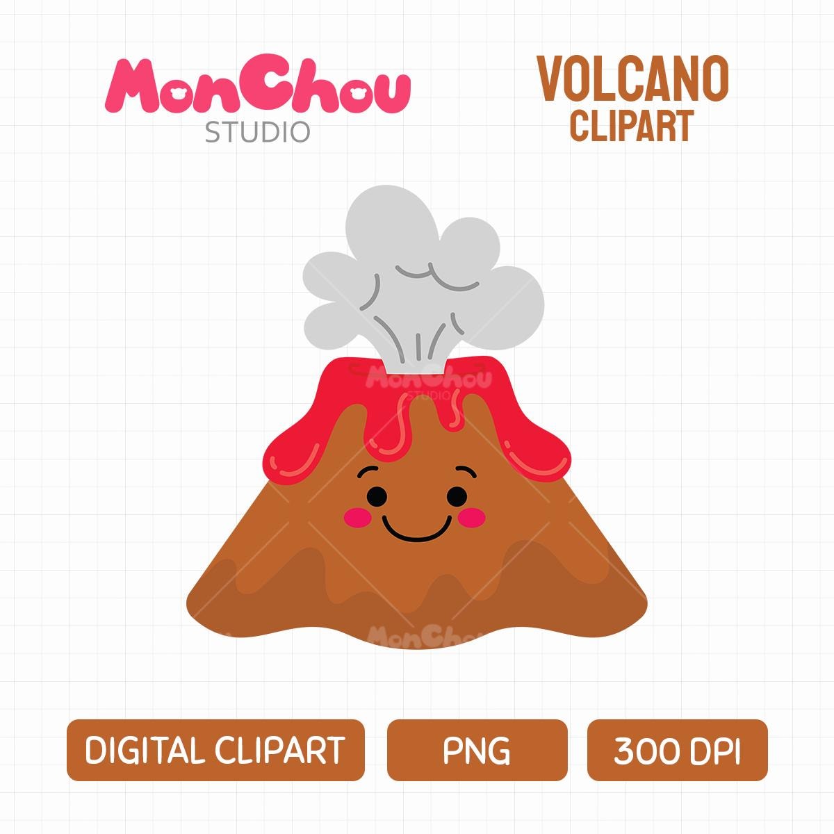 Volcano Clipart - Cute Volcano Clip Art Solo Ala Carte - Etsy