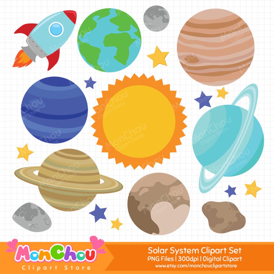 Solar System Clipart - Planets and Space Clipart - Commercial and ...