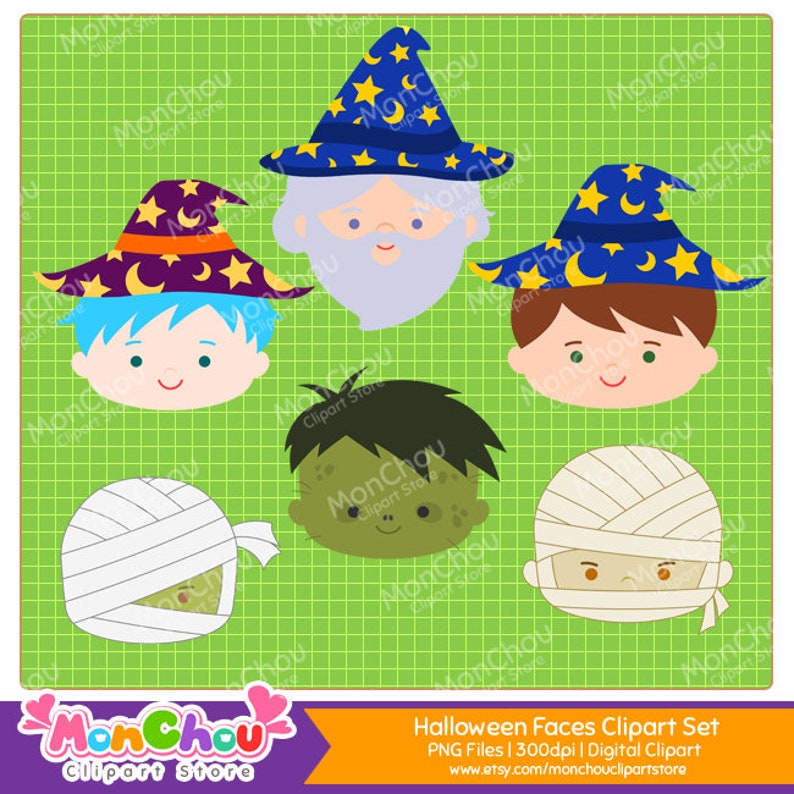 50% OFF SALE Halloween Faces Clipart Cute Halloween Faces - Etsy