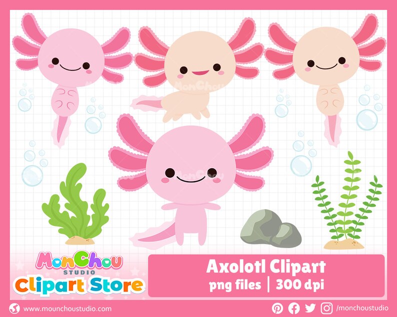 Axolotl Clipart Kawaii Axolotl Printable Clip Art for - Etsy Australia