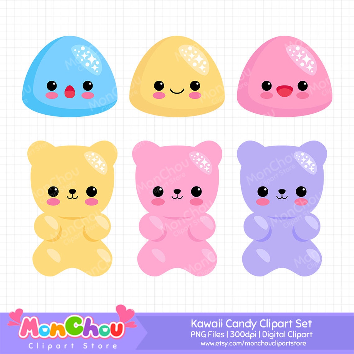 Kawaii Candy Clipart - Candies and Sweets Clipart Set - Instant ...