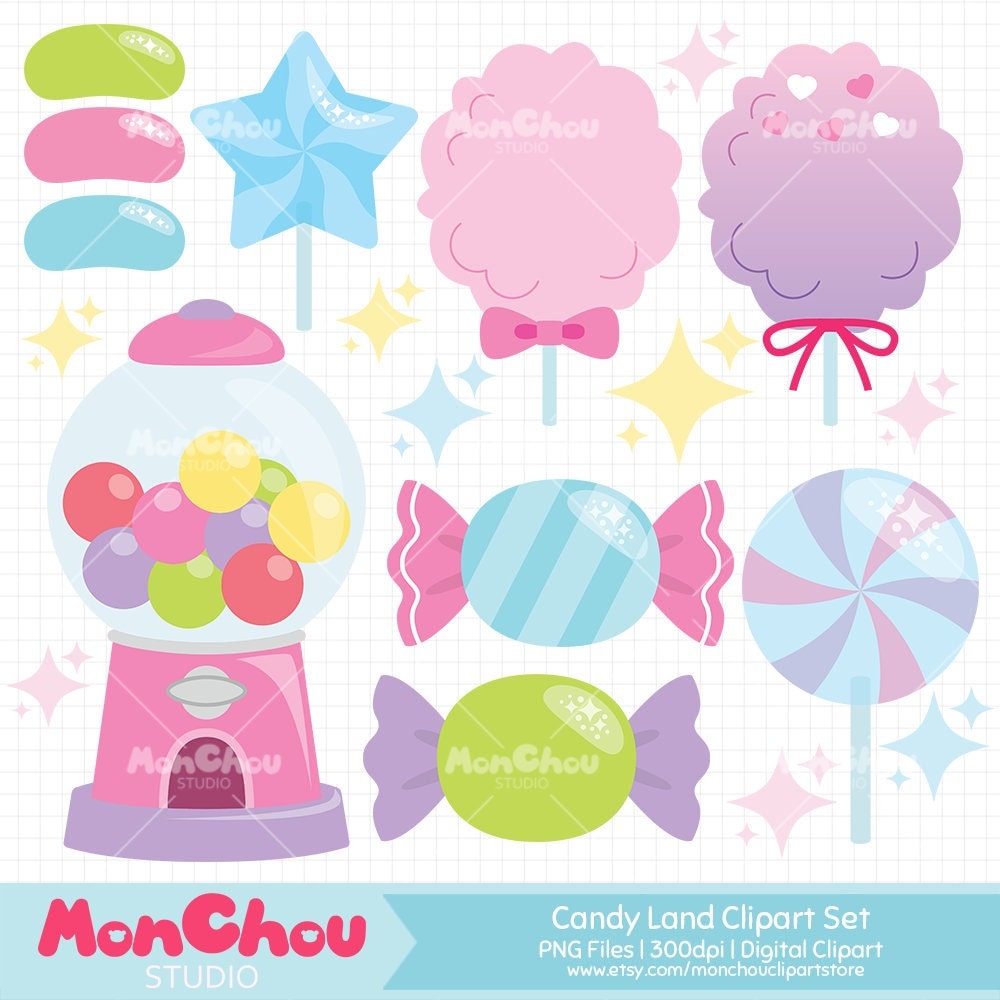 SALE 50% OFF Candy Land Clipart Set Candy Clip Art Set Instant Download ...