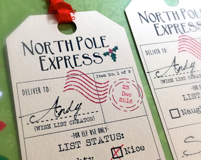 North Pole Gift Tags, Santa Gift Tags, Christmas Gift Tags - Etsy