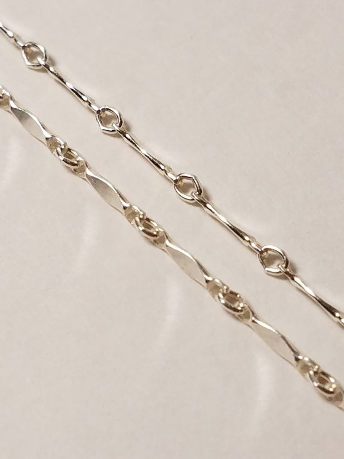 Sparkly Sterling Silver Rice Grain Link Chain Bracelet With Sterling ...