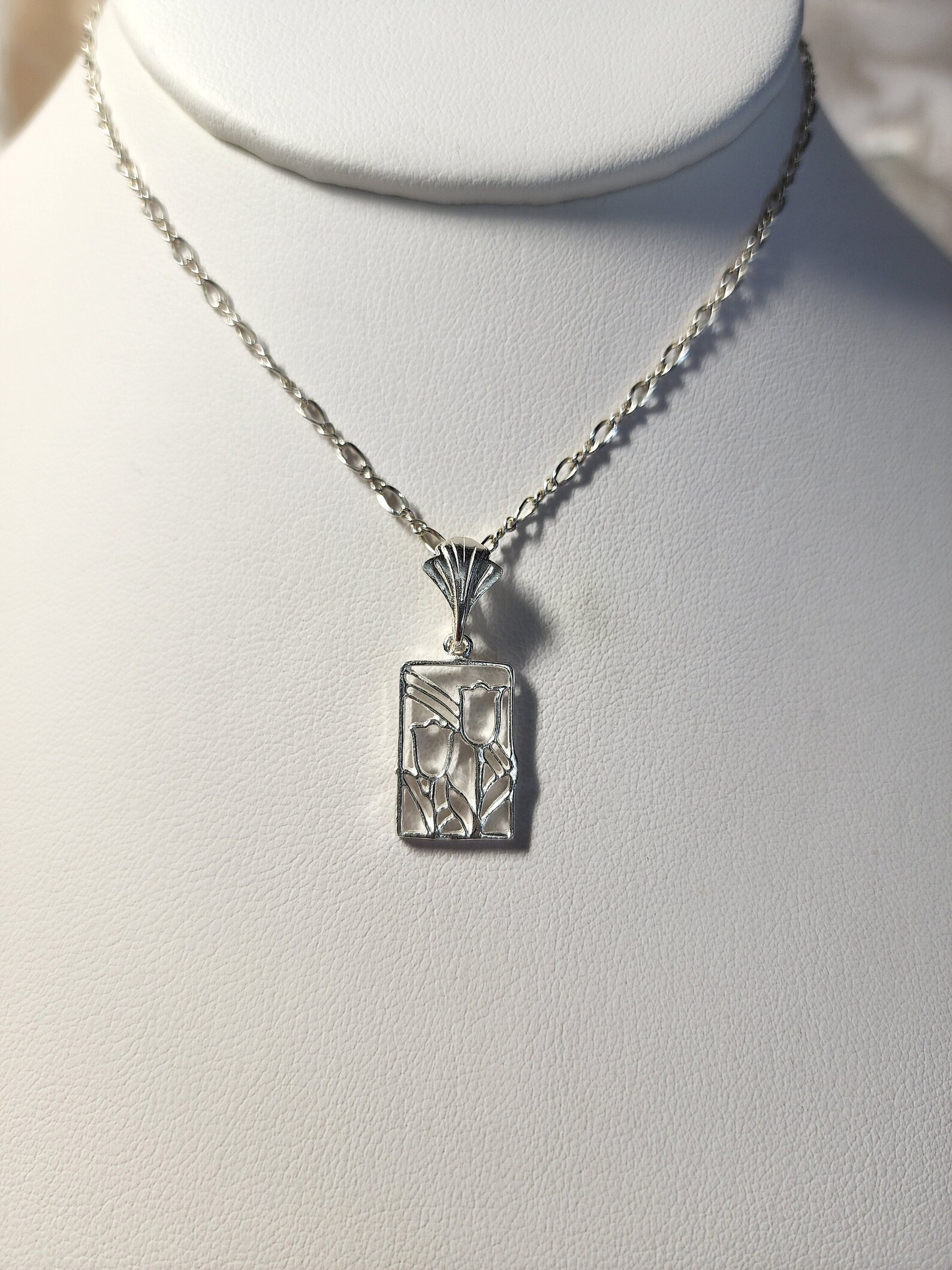 Sterling Silver Framed Tulip Pendant With Coordinating Bail From the ...