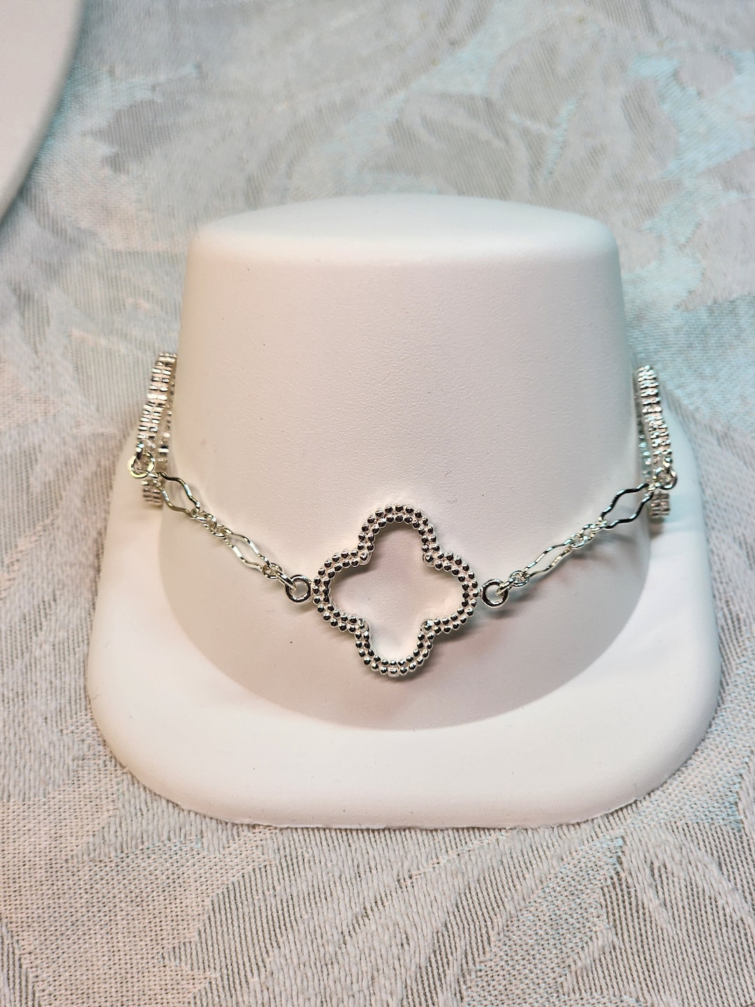 SOLID Sterling Arabesque / Clover Station Bracelet, (aka Alhambra or ...