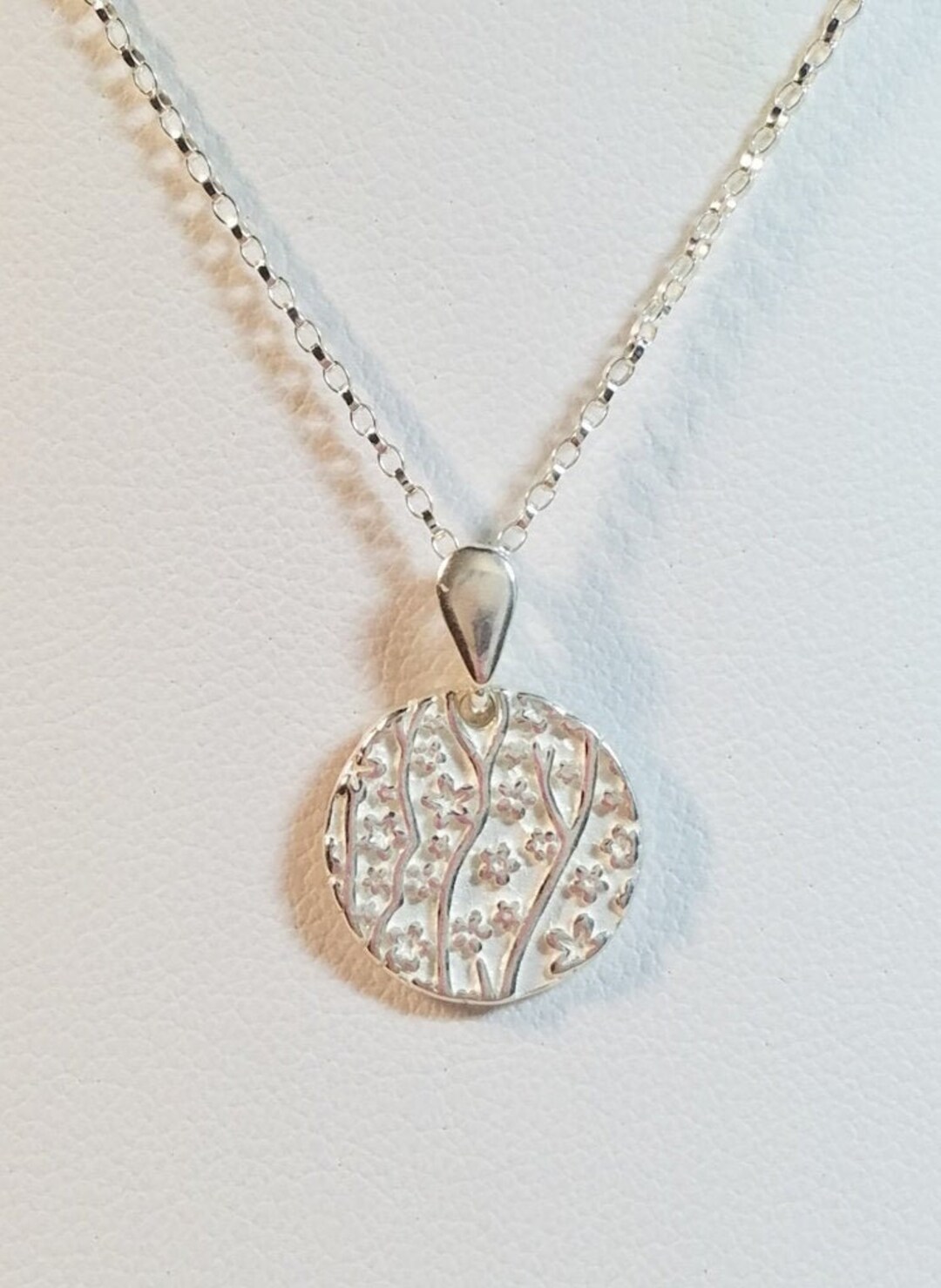 Cherry Blossom Floral Disc Pendant, Matte Polished and Carved! From ...