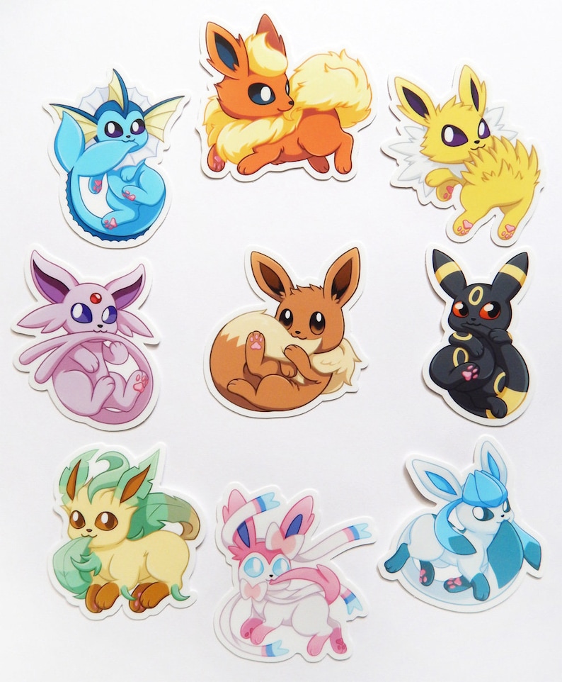 Eevee & Eeveelution Pokemon Vinyl Waterproof Sticker - Etsy UK