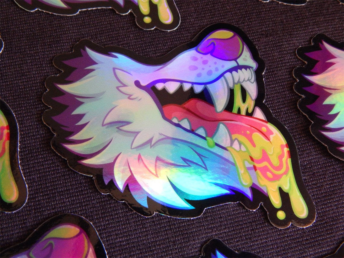 Furry Maw Holographic Vinyl Waterproof Sticker - Etsy UK