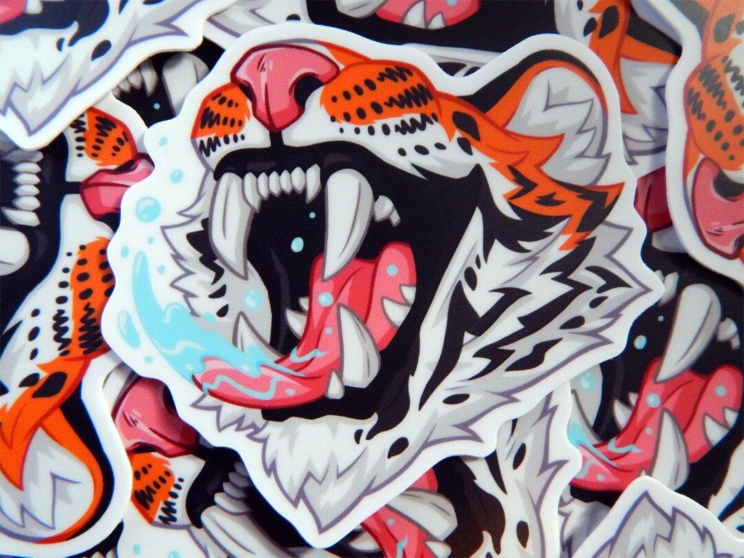 Tiger Maw Vinyl Waterproof Sticker - Etsy