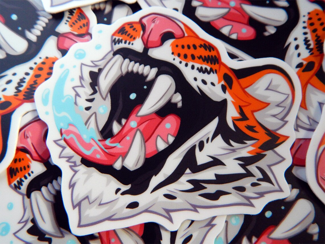 Tiger Maw Vinyl Waterproof Sticker - Etsy