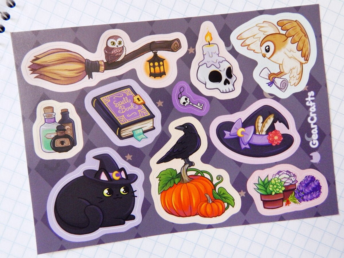 Cute Witchy Sticker Sheet A6 Size - Etsy Australia