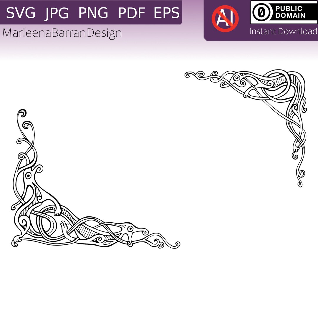 Viking Knotwork Dragon Corner Design Vector Clipart, Public Domain ...