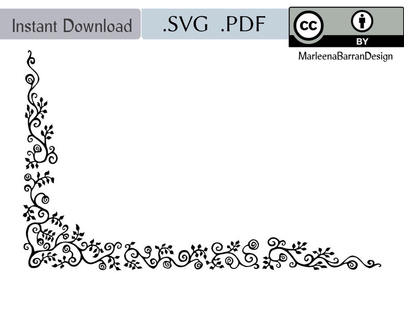 Rose Vine Border Black Line Art Frame Bundle SVG Vector | Etsy