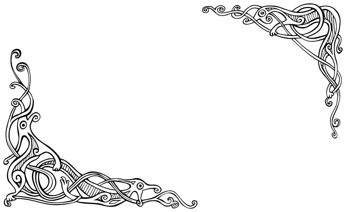 Viking Knotwork Dragon Corner Design Vector Clipart, Public Domain ...