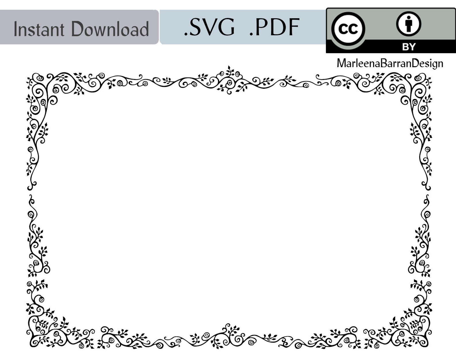 Rose Vine Border Black Line Art Frame Bundle SVG Vector - Etsy