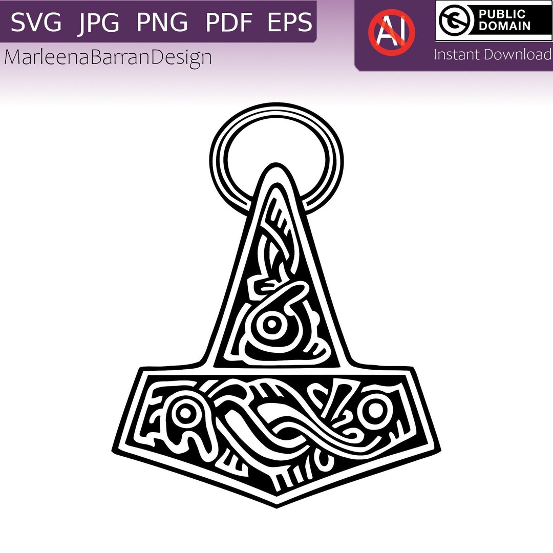 Viking Thor's Hammer, Mjolnir Design Featuring Interlacing Gripping ...