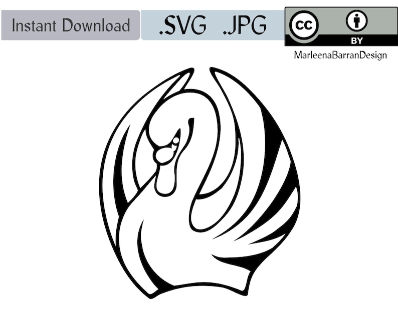 Swan Black and White Outline Ink Drawing, Royalty Free SVG Vector File ...