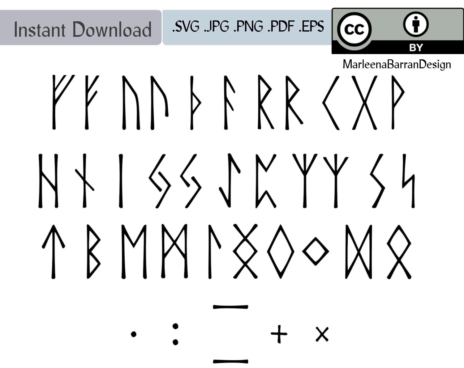 Elder Futhark Runes, Set of Proto Norse Rune Vector Clipart, SVG, EPS ...