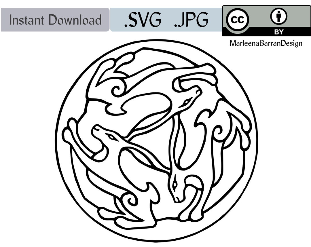 Three Hares, Triple Hare Design, SVG Vector Art File for Use in Arts ...