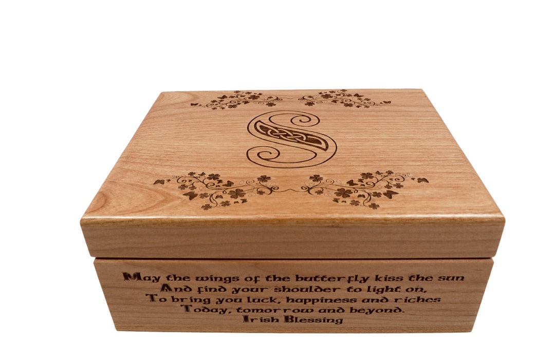 Personalized Irish Blessing Keepsake Box, Celtic Monogram Engraved ...