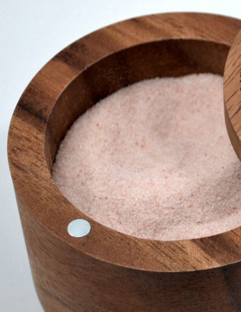 Sand Dollar Salt Cellar W/swivel Cover Engraved Acacia Wood | Etsy