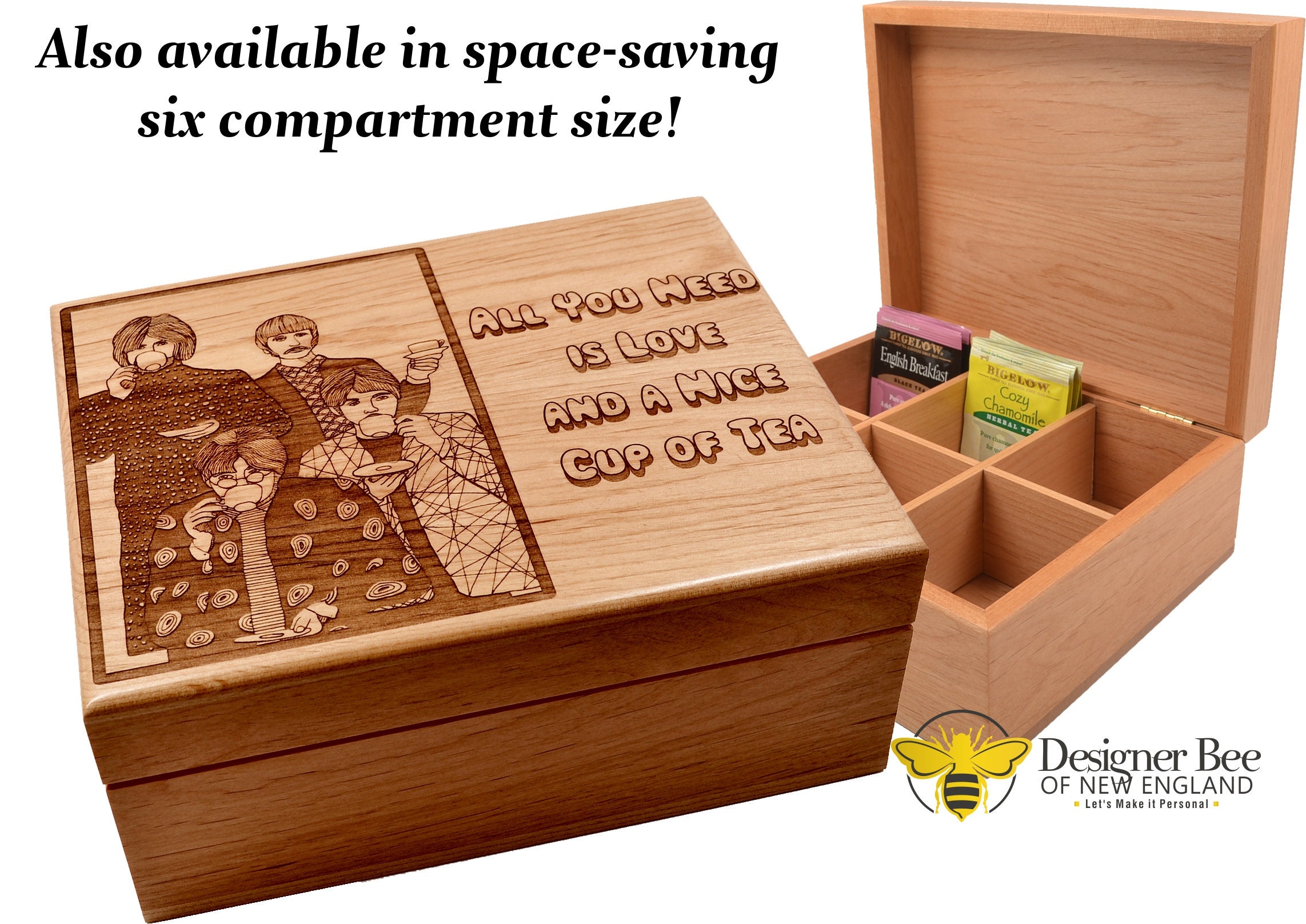 Wood Tea Box The Beatles All You Need Is Love and A Nice | Etsy