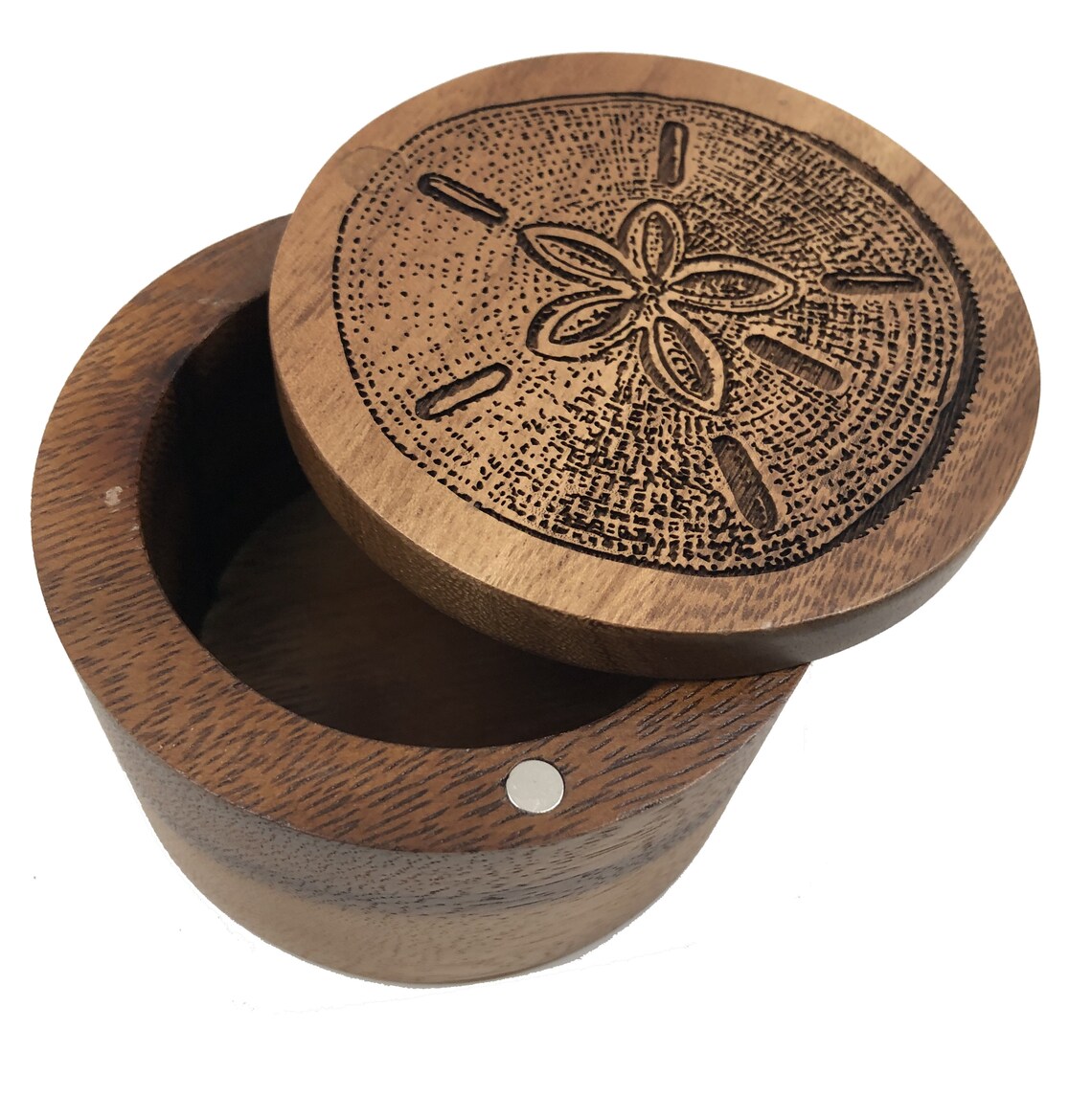 Sand Dollar Salt Cellar W/swivel Cover Engraved Acacia Wood - Etsy