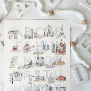 Travel Theme Alphabet Print, Alphabet Poster, Gicleé Print of Original ...