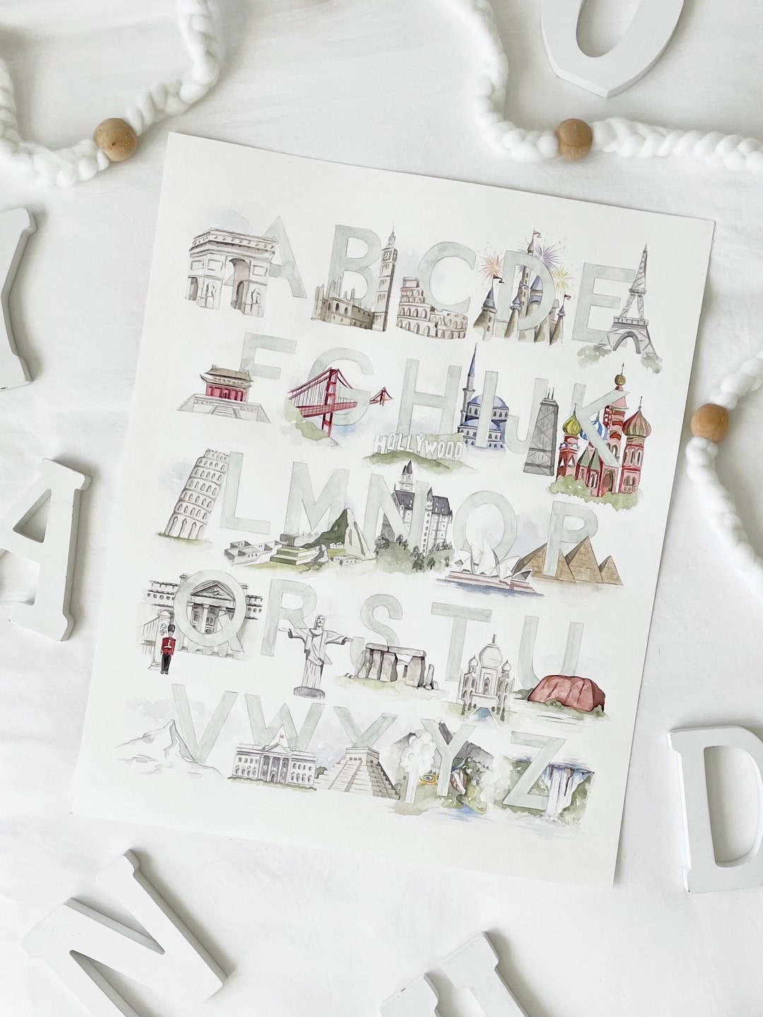 Travel Theme Alphabet Print, Alphabet Poster, Gicleé Print of Original ...