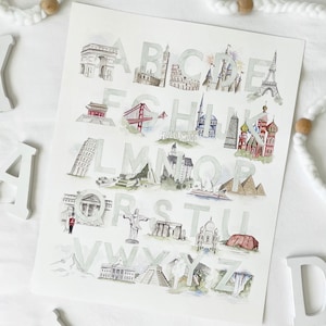 Travel Theme Alphabet Print, Alphabet Poster, Gicleé Print of Original ...