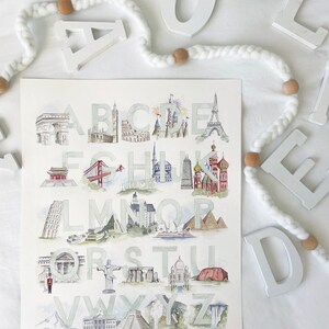 Travel Theme Alphabet Print, Alphabet Poster, Gicleé Print of Original ...