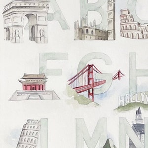 Travel Theme Alphabet Print, Alphabet Poster, Gicleé Print of Original ...