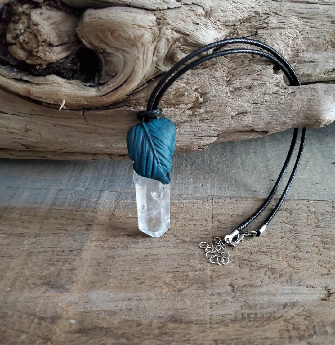 Large Clear Crystal Quartz Point, Master Healer Gem, Polymer Clay Wrap ...