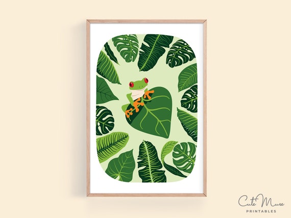 Green Tree Frog Nursery Decor, Frog Poster for Kids, Jungle Frog ...