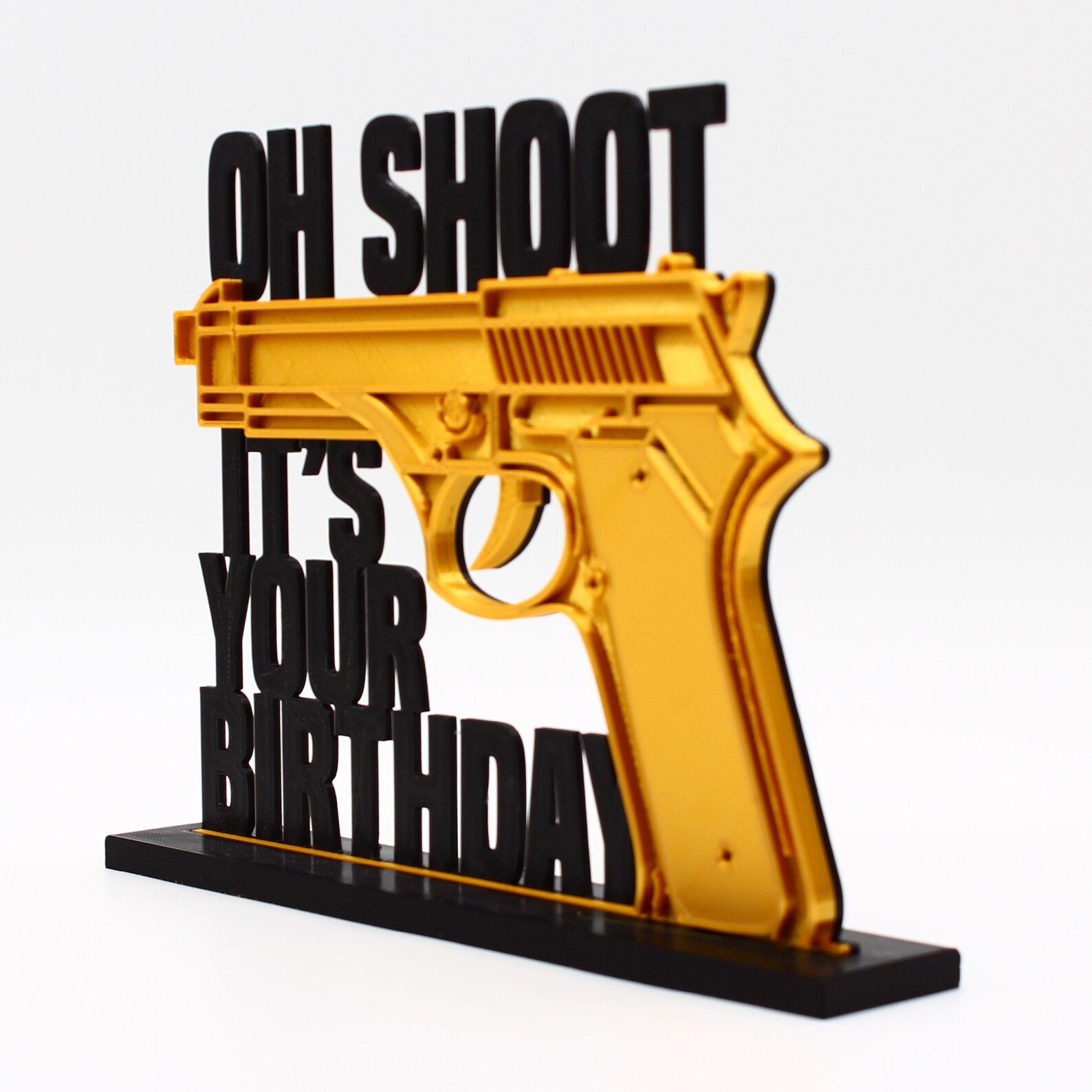 Oh Shoot It's Your Birthday GUN Cake Topper on Base - Etsy