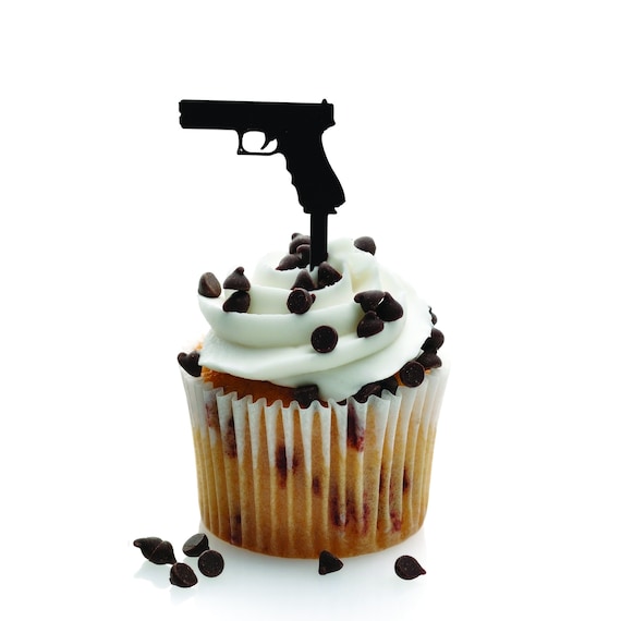 Set of 16 Solid Plastic Pistol Guns Cupcake Topper Silhouettes - Etsy
